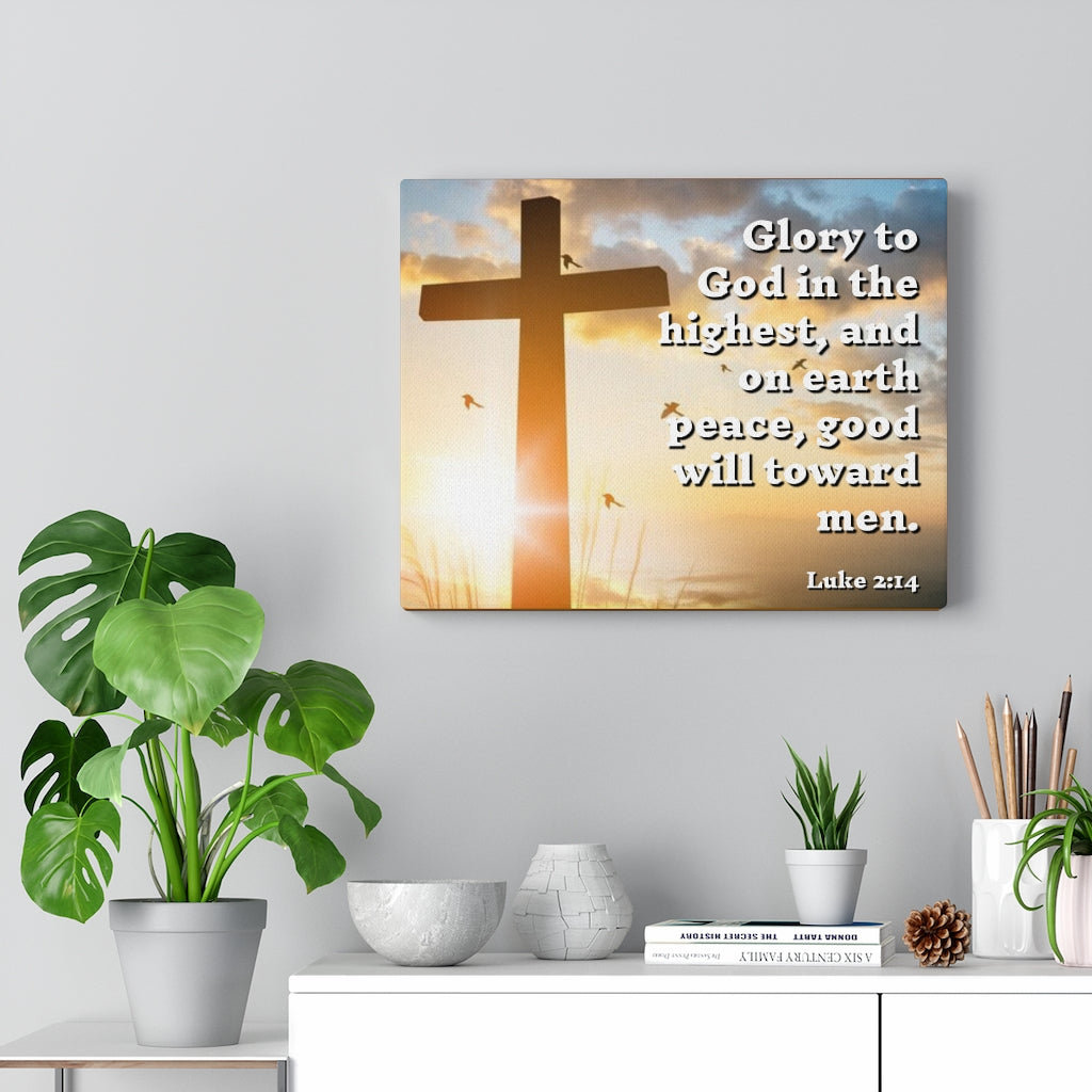 Trinx Glory To God Luke 2:14 Christian Wall Art Bible Verse Print Ready ...