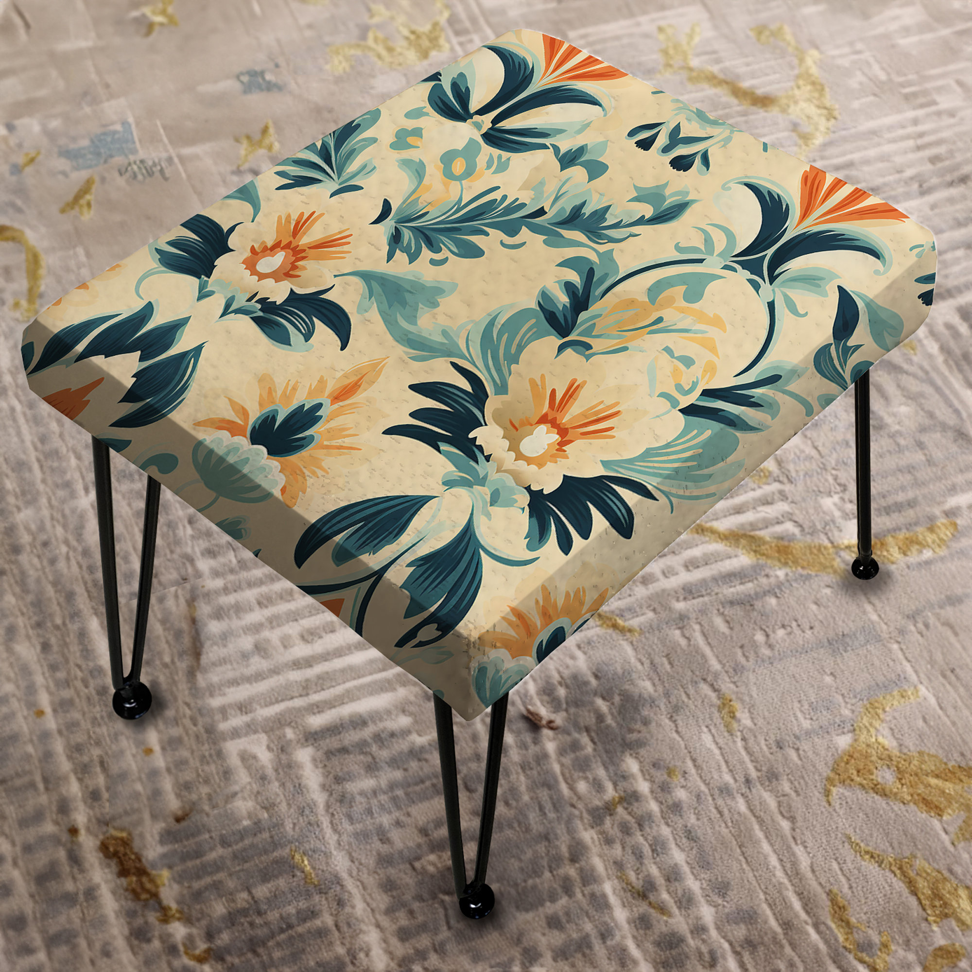 Design Art Blue And Orange Victorian Ikat Legacy - Ikat Rectangle ...