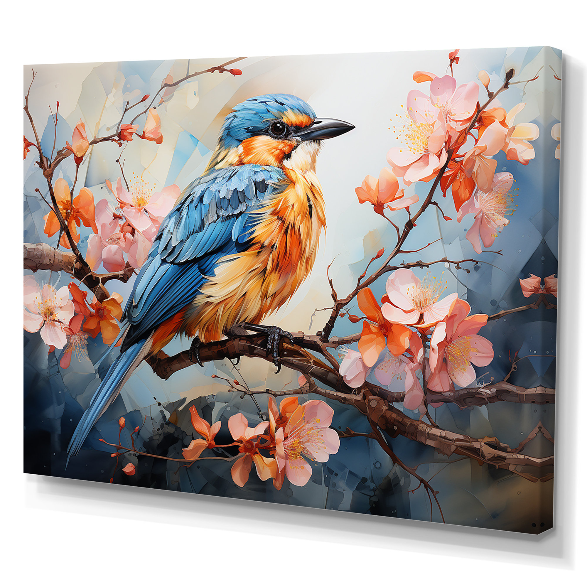 Design Art Geometric Birds In Cubist Skies IV - Bird Canvas Prints ...
