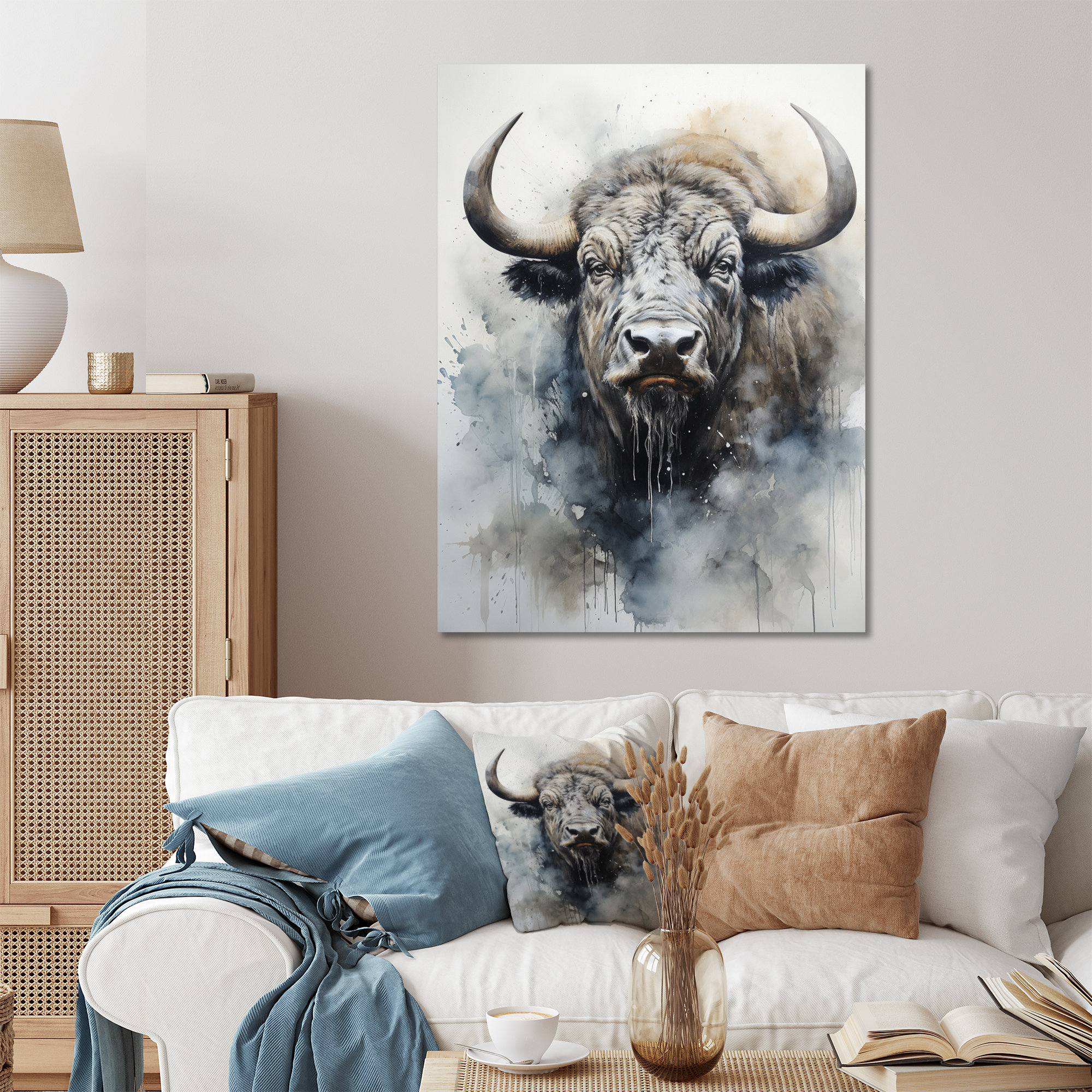 Millwood Pines Grey Buffalo Majestic Profile Pointillism - Animals ...