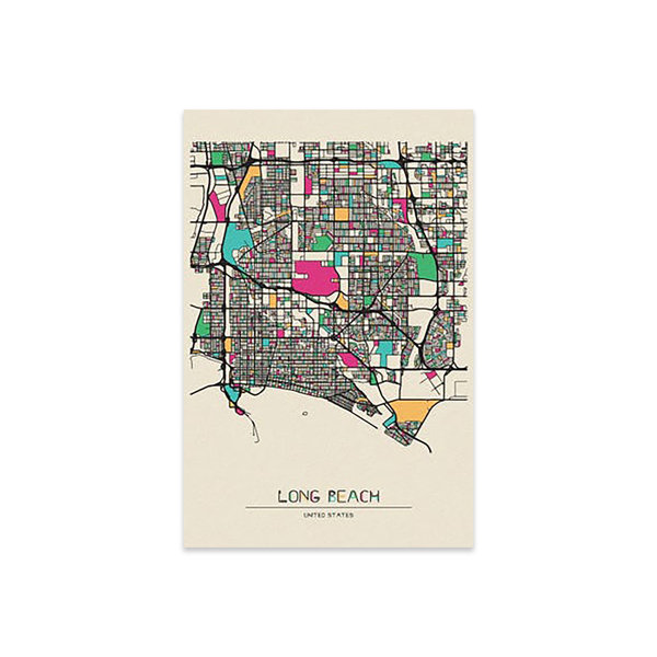 17 Stories Long Beach, California Map On Plastic / Acrylic by Ayse ...