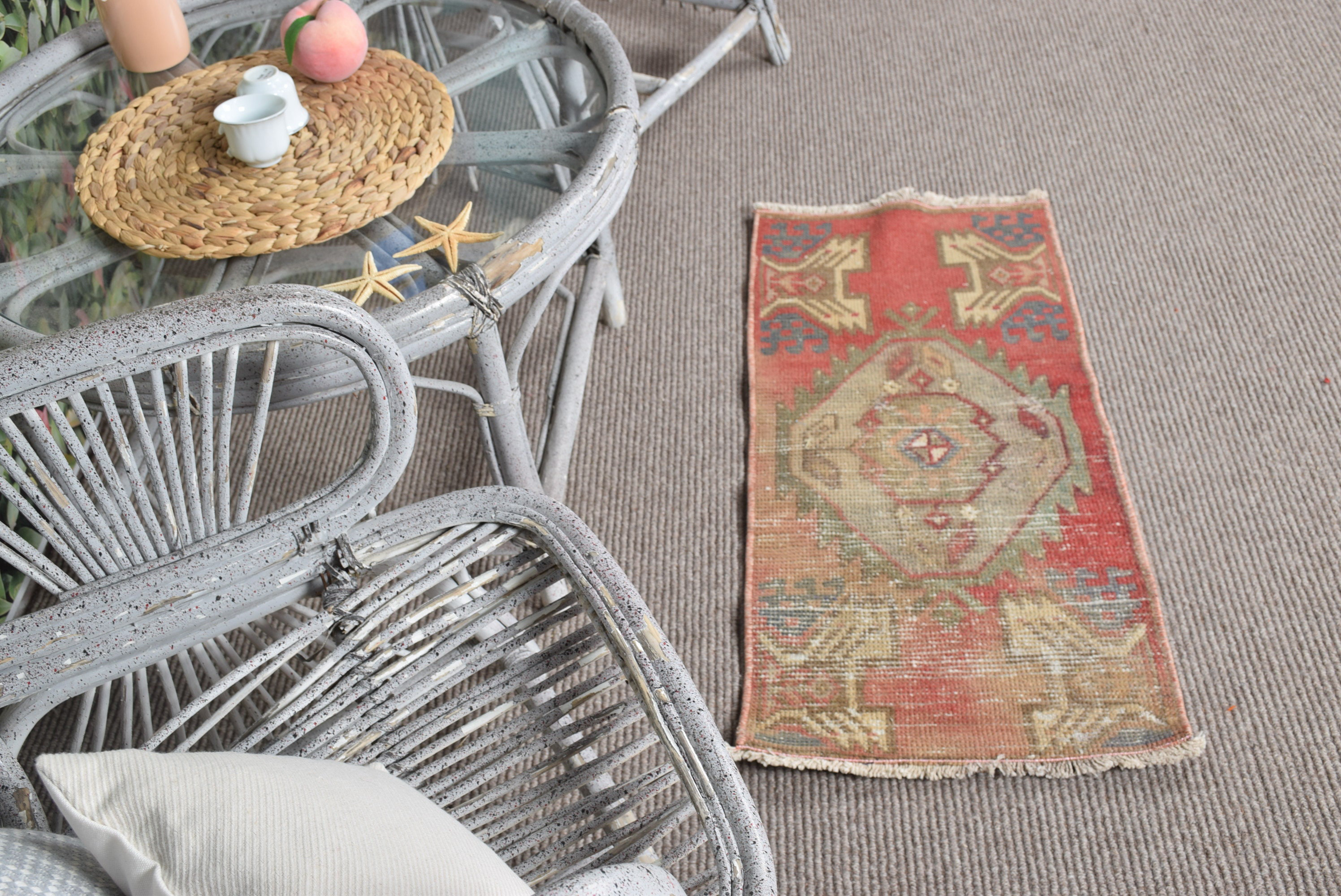 kayra export Handwoven Vintage Turkish Door Mat with Red and Green ...