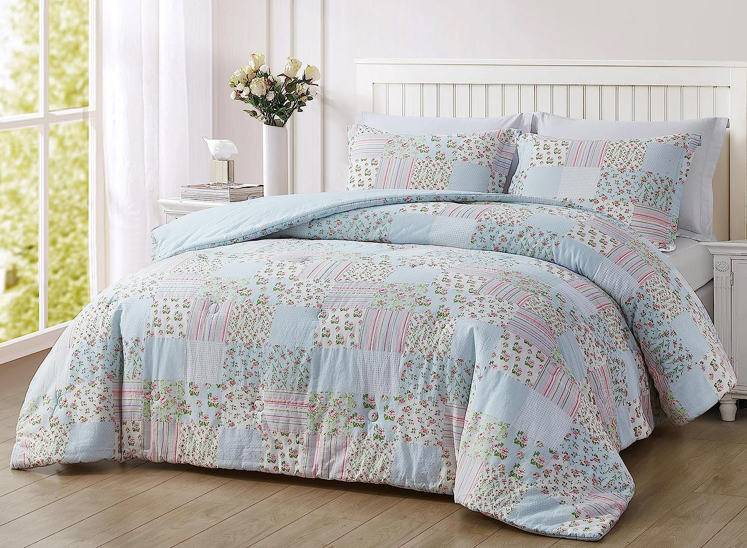 Chezmoi Collection Floral Printed Patchwork Lightweight Washed Cotton ...