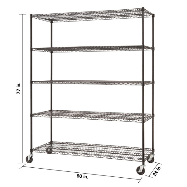 TRINITY EcoStorage 5-Tier NSF Rolling Steel Wire Shelving Unit w ...
