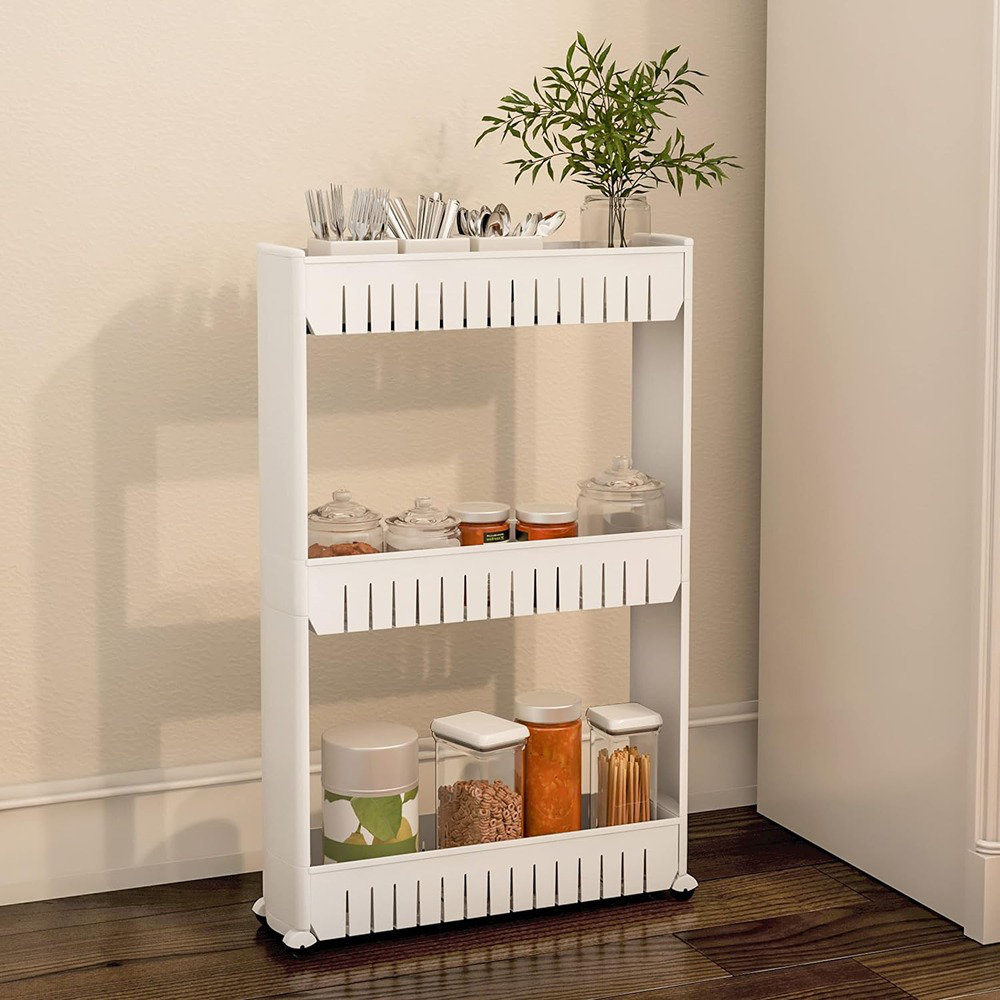 Everyday Home 3-Tier Rolling Cart - Narrow-Space Kitchen or Bathroom ...