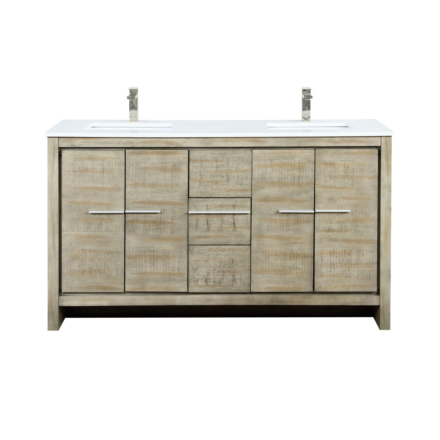 Wildon Home® 60 In. W Rustic Double Bath Vanity With White Quartz Top ...