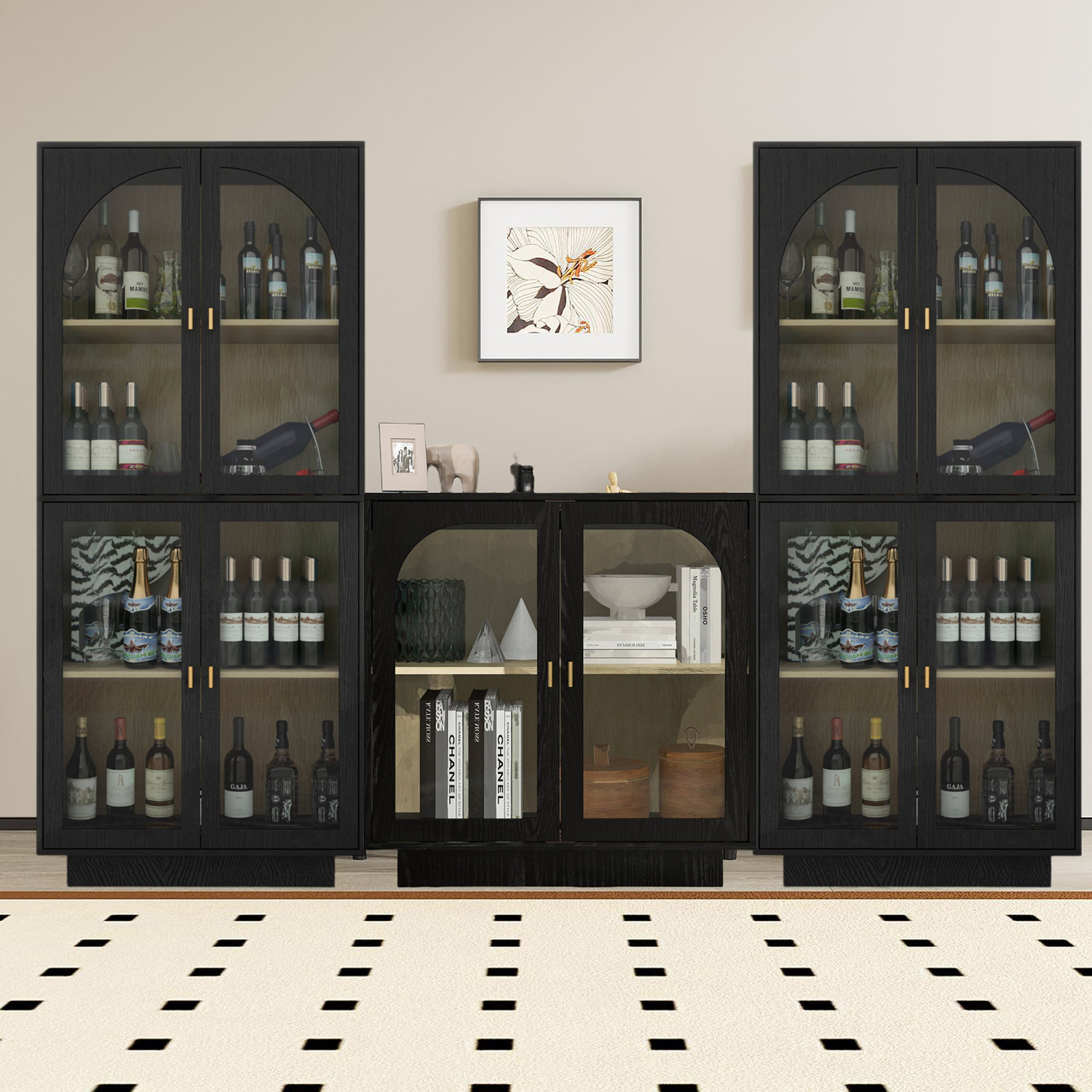 Latitude Run® 3-Piece Storage Display Cabinet With Acrylic Door ...