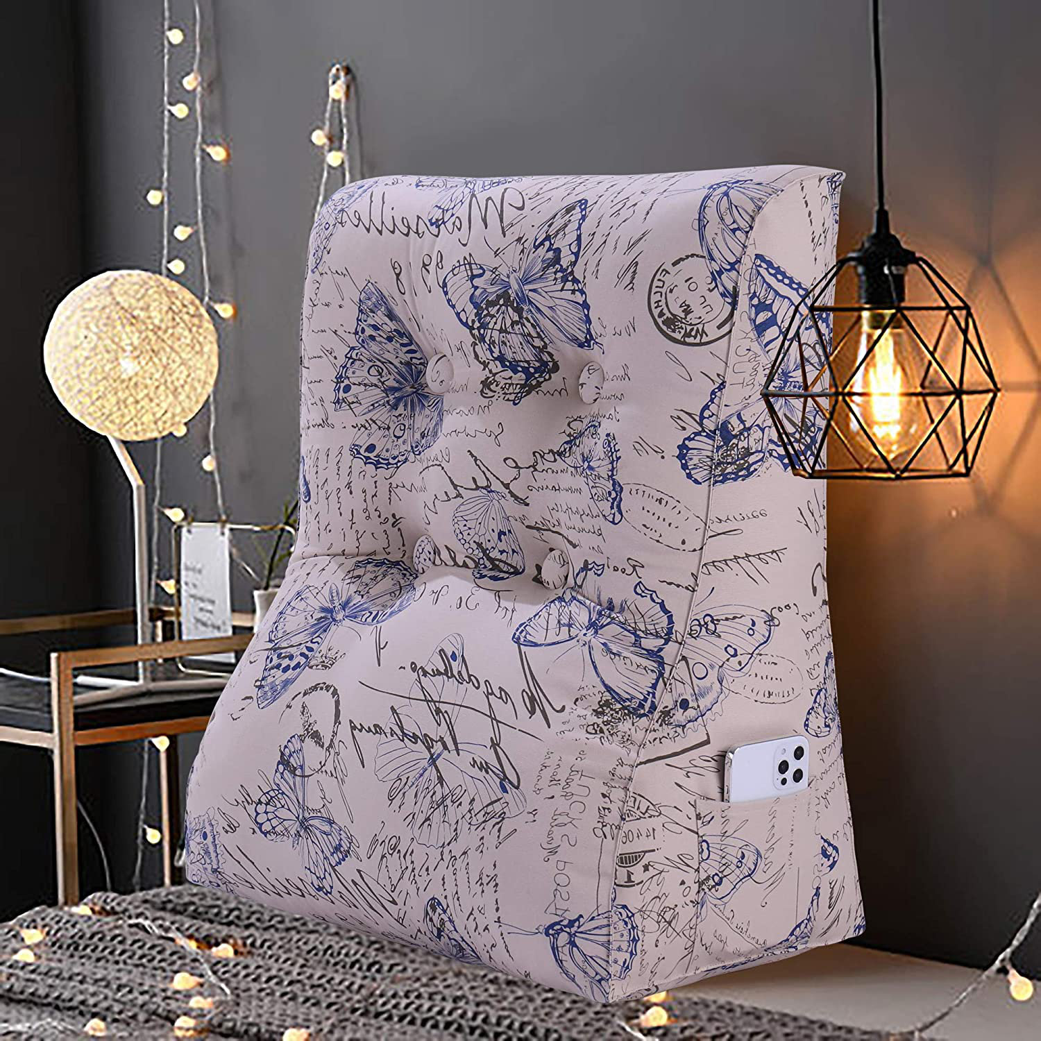 WOWMAX Curved Wedge Pillow Cotton Contour Wedge Pillow Cover & Insert ...