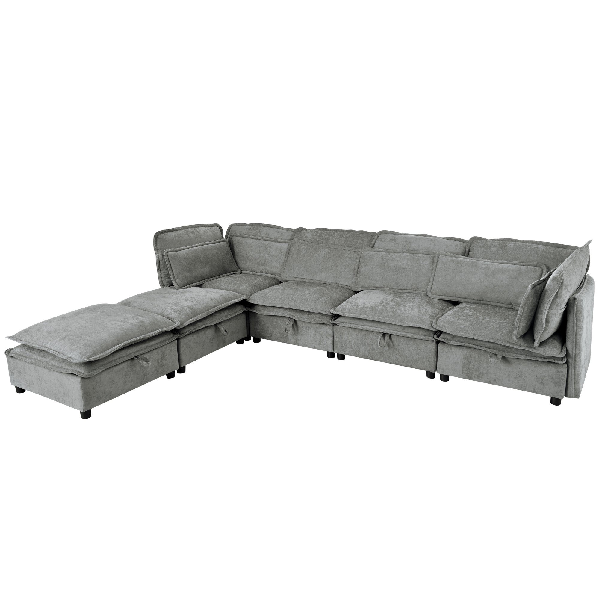 Hokku Designs Double-Layer Cushion Modern Large U-Shaped Modular Sofa ...