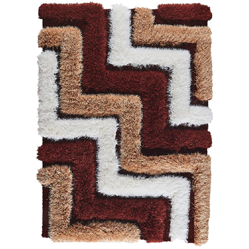 Latitude Run® Barrelville Geometric Handmade Shag Red/Brown Area Rug ...