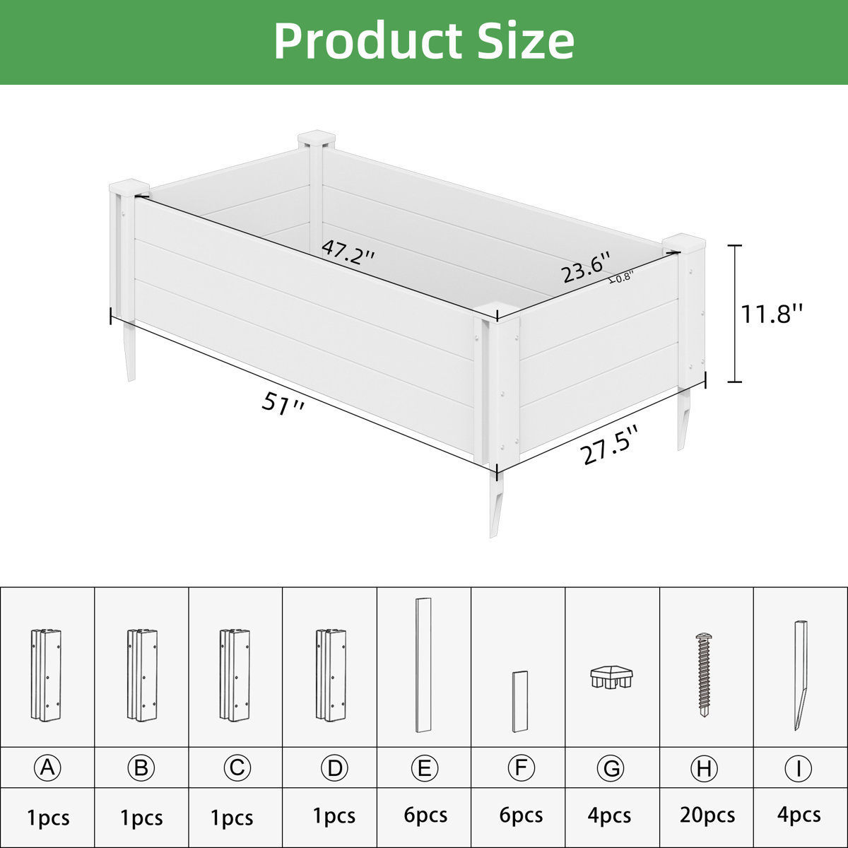 Dovelina Outdoor PVC Privacy Raised Garden Bed Planter Box With Ground ...