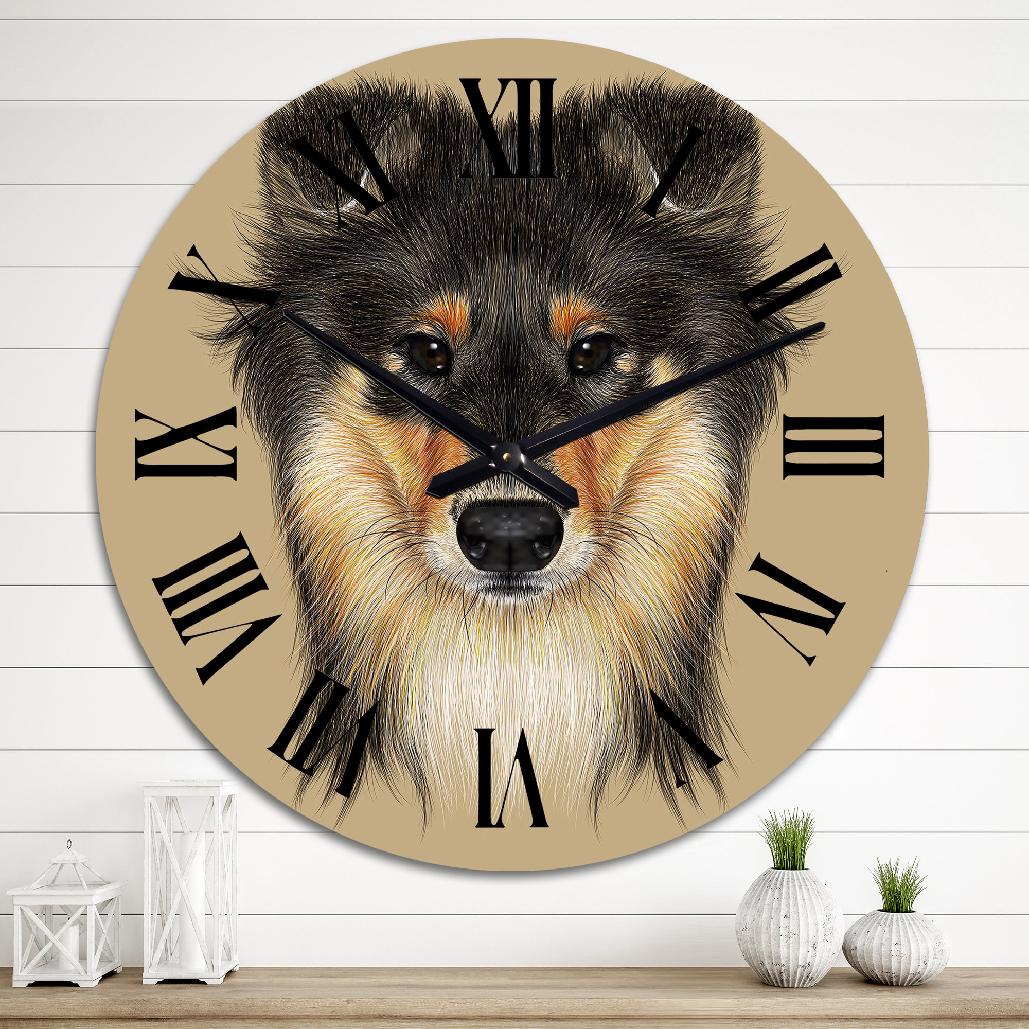East Urban Home Portrait of Collie Dog - Traditional Wall Clock | Wayfair