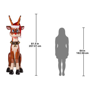 Design Toscano Santa's Giant Red-Nosed Christmas Reindeer Statue ...