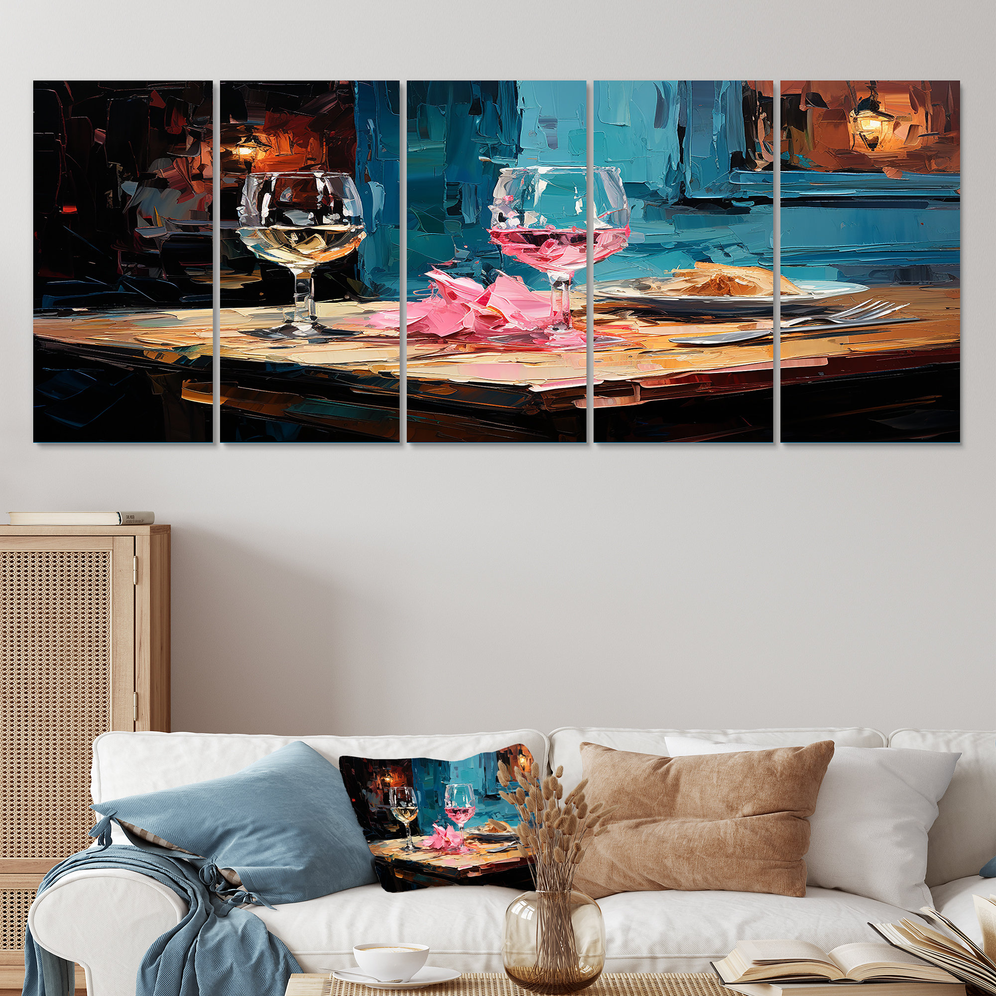 Latitude Run® Soft Plum Shadows Of Syrah Wine - Wine 5 Piece Wall Art ...