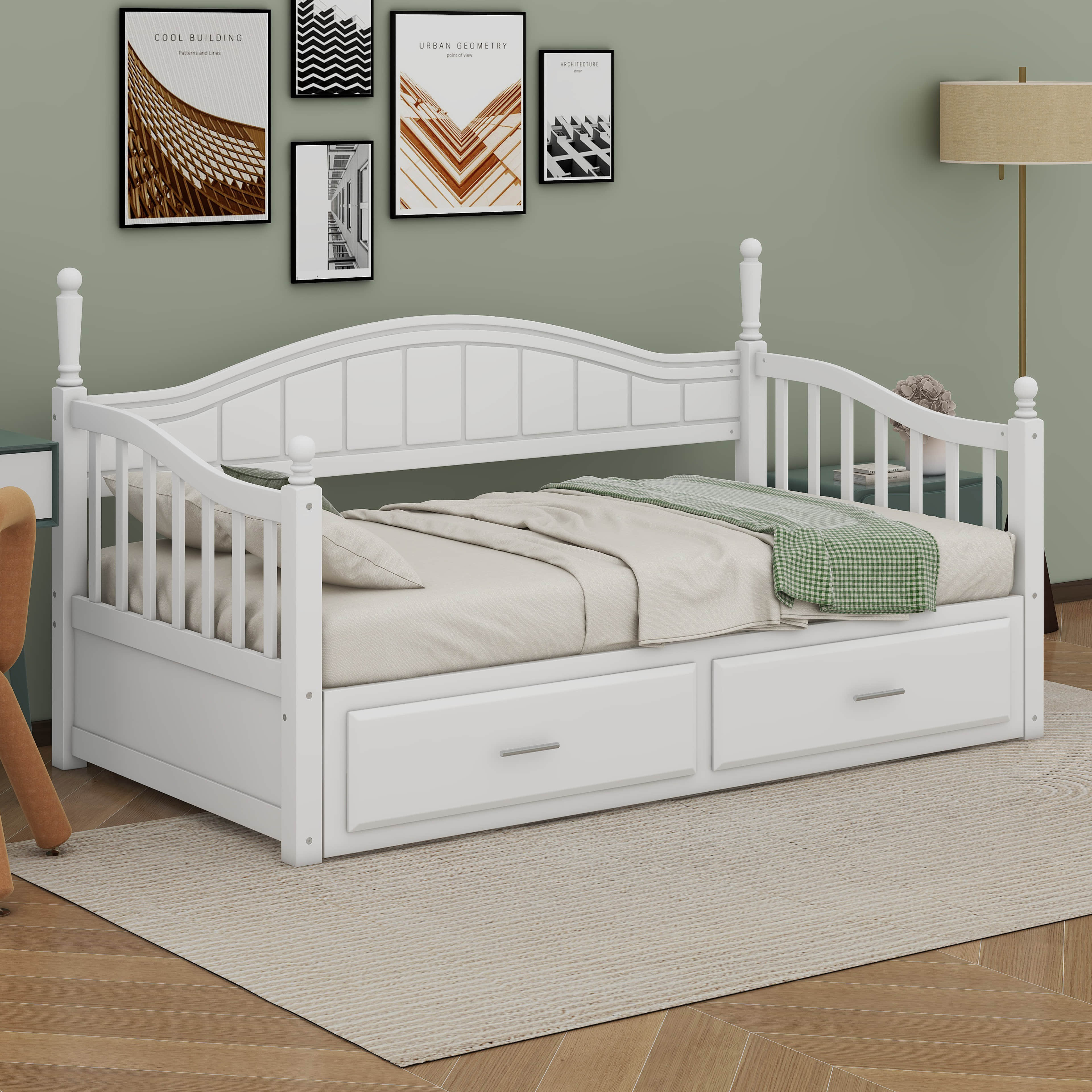 August Grove® Cladia Wooden Twin Size Daybed With Twin Size Trundle ...