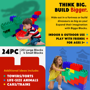 BiggoBlocks Jumbo Blocks, 24 PC Set, for Kids Ages 4-8 & Reviews | Wayfair