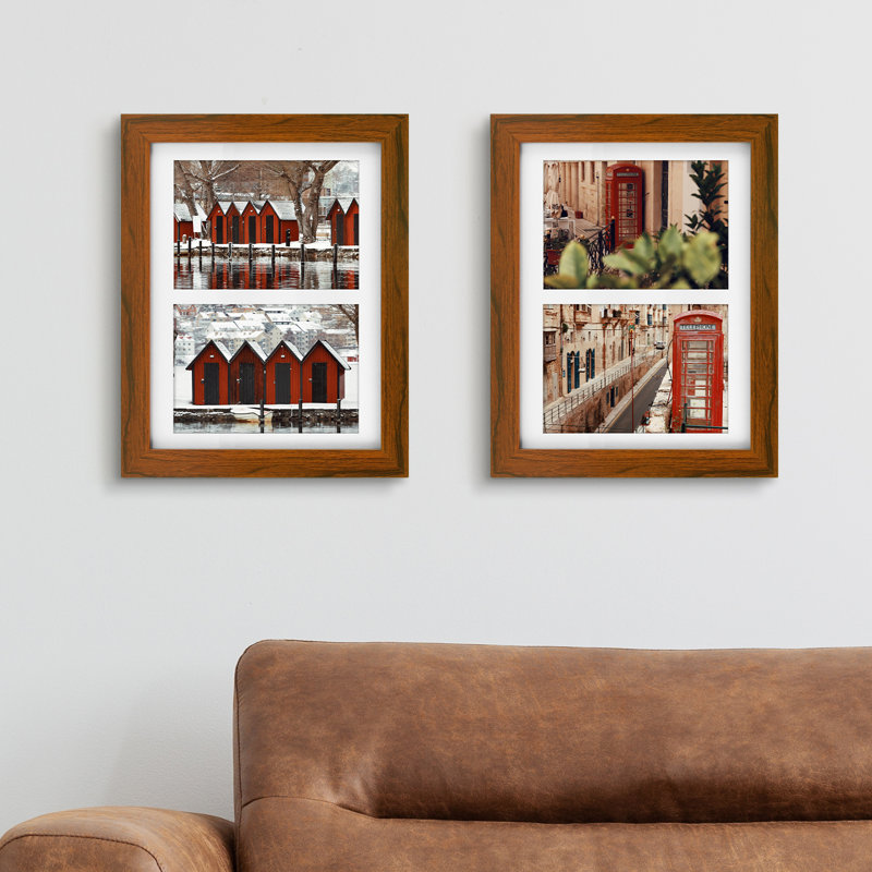 Ebern Designs Wood Collage Picture Frame with 2 Opening 5x7 Photos ...