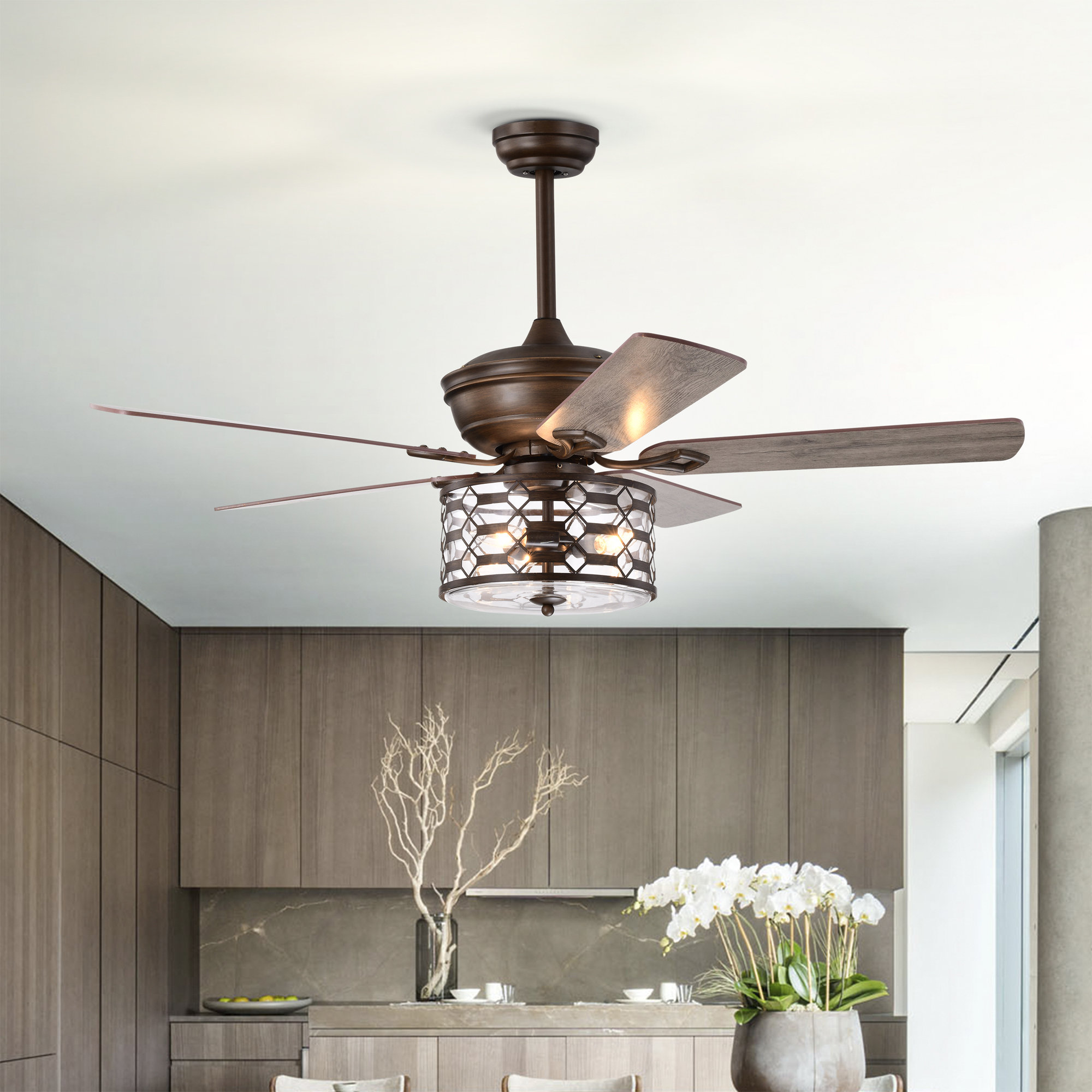 Warehouse of Tiffany Dillon 52 Inch Imitation Wood Finish Clear Glass ...