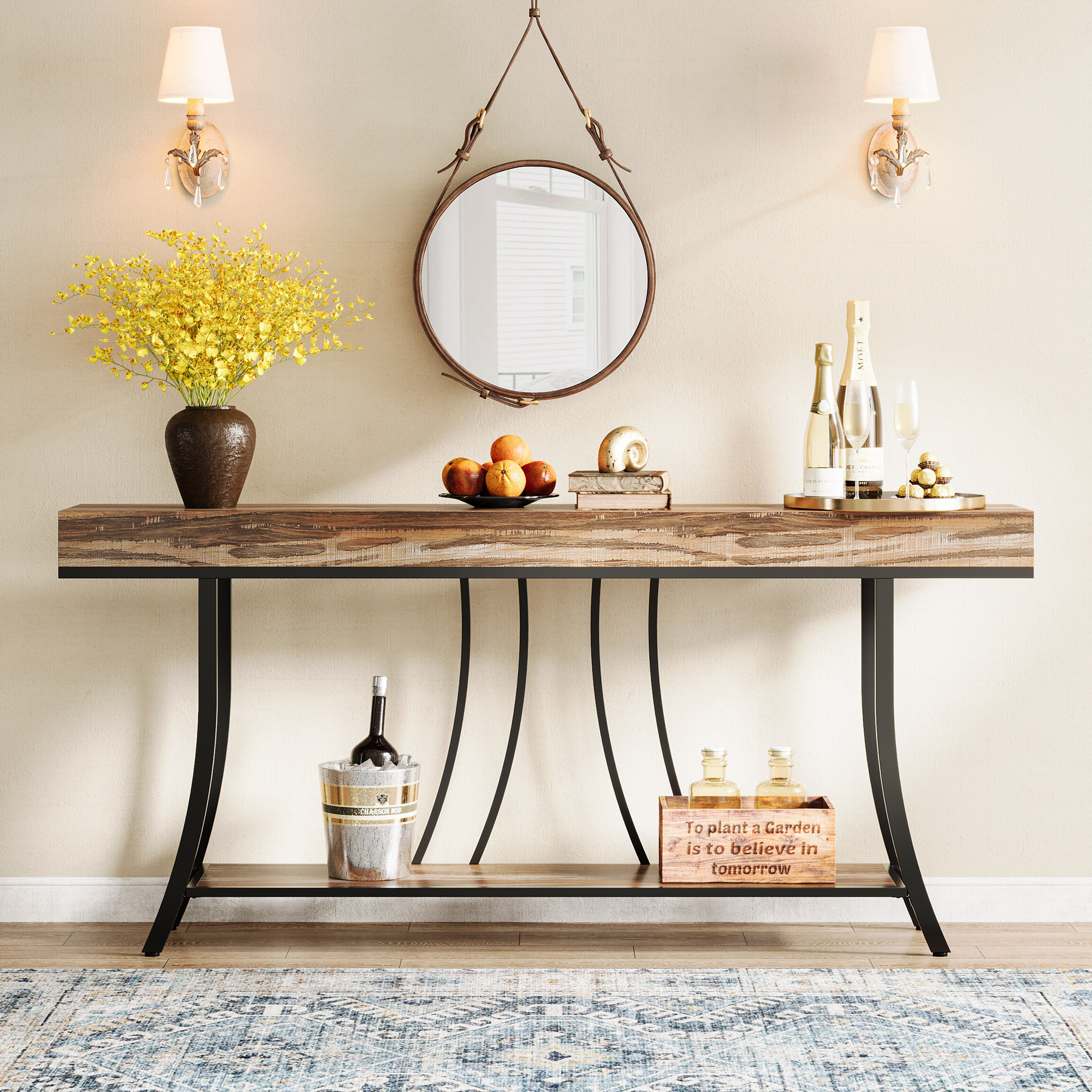 Millwood Pines 2-Tier 70.8" Long Console Table, Sofa Table | Wayfair