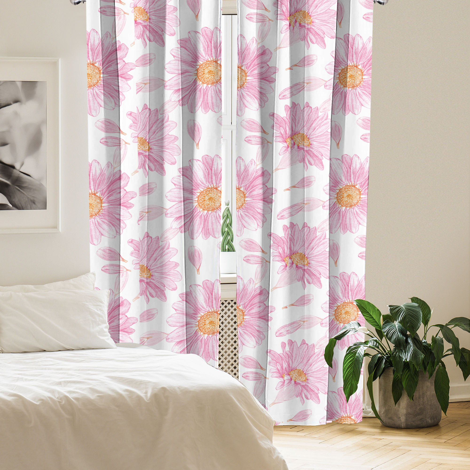 Ambesonne Spring Curtains Chrysanthemum Floral Plot Pair 427527 | Wayfair