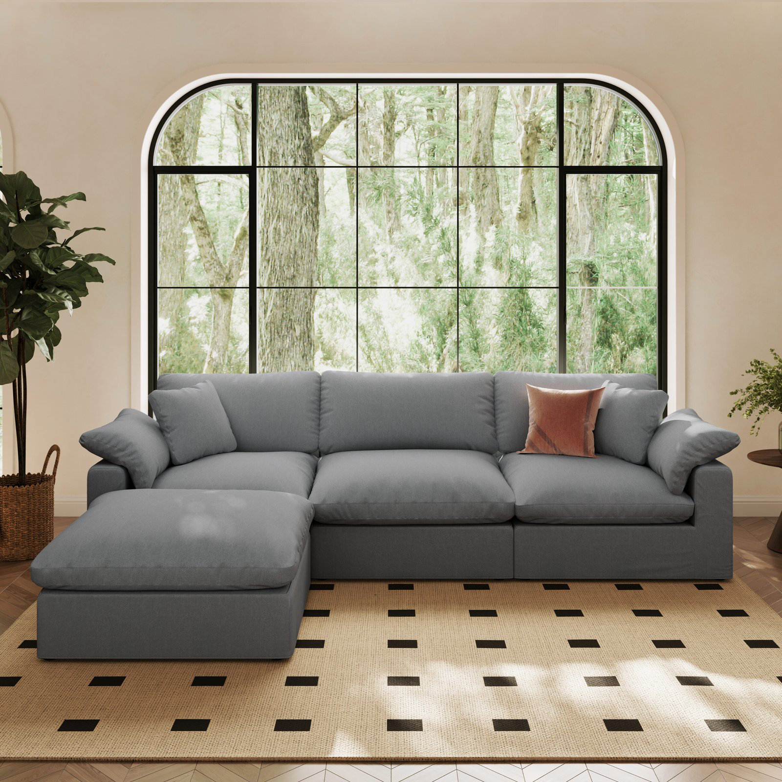 Hokku Designs Oversized Cloud Modular Sectional Sofa, Comfy Down Filled ...