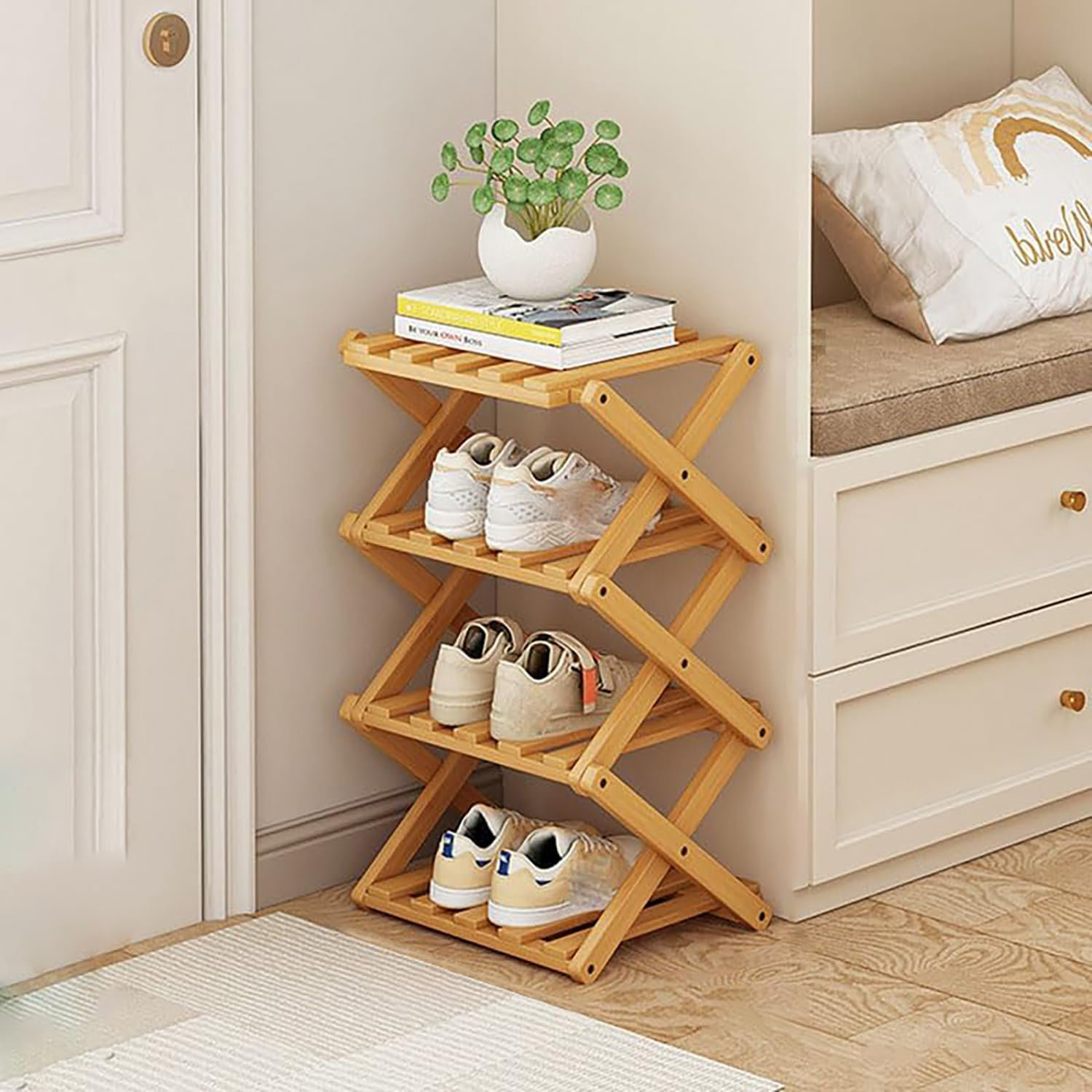 Union Rustic Vertical Shoe Rack Small, 4 Tier Portable Folding Shoe ...