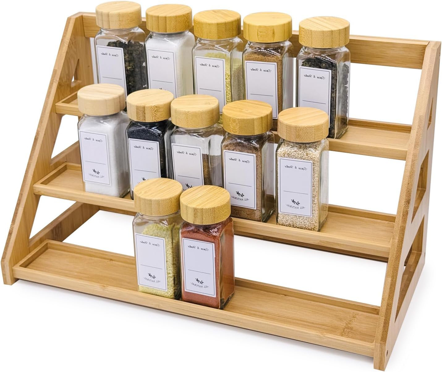 Prep & Savour Bamboo Spice Rack Organizer For Kitchen Countertop ...