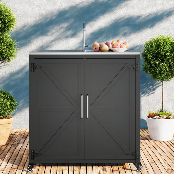 Velvetvanguards Outdoor Movable Kitchen Sink With Stainless Steel Sink ...