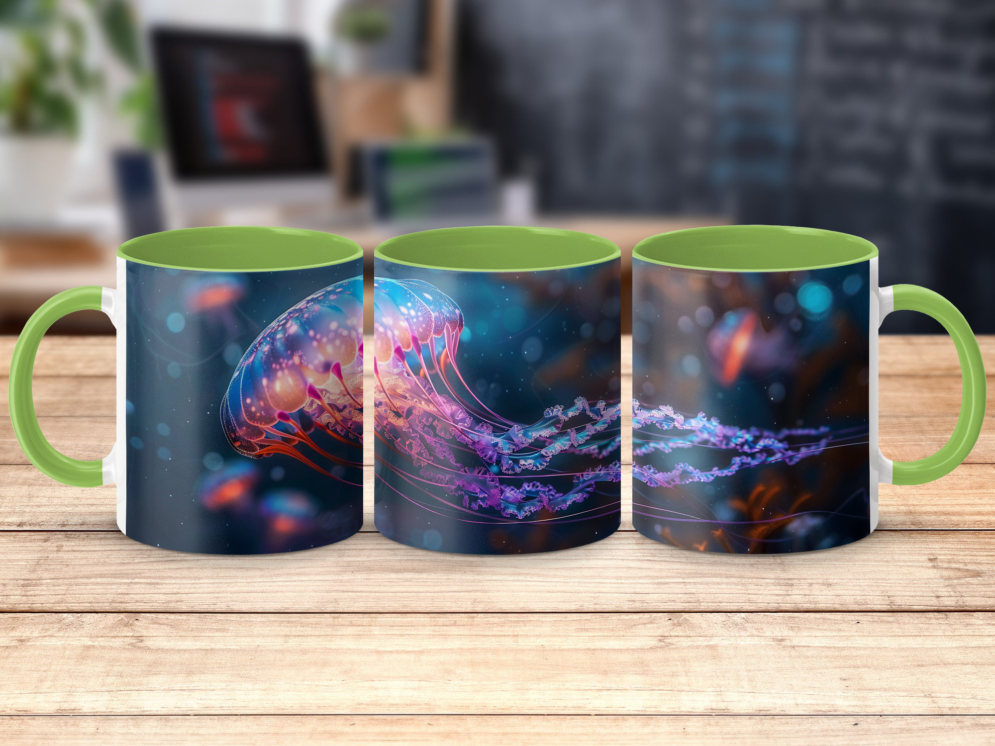 East Urban Home Set of 3 3D Design 11oz Accent Mugs – Ceramic Coffee ...