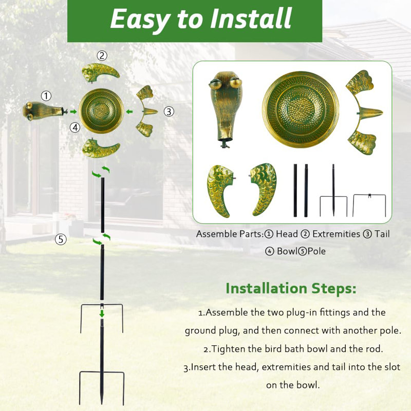 Lark Manor™ Turtle Bird Baths,Rustproof Birdbaths For Garden | Wayfair