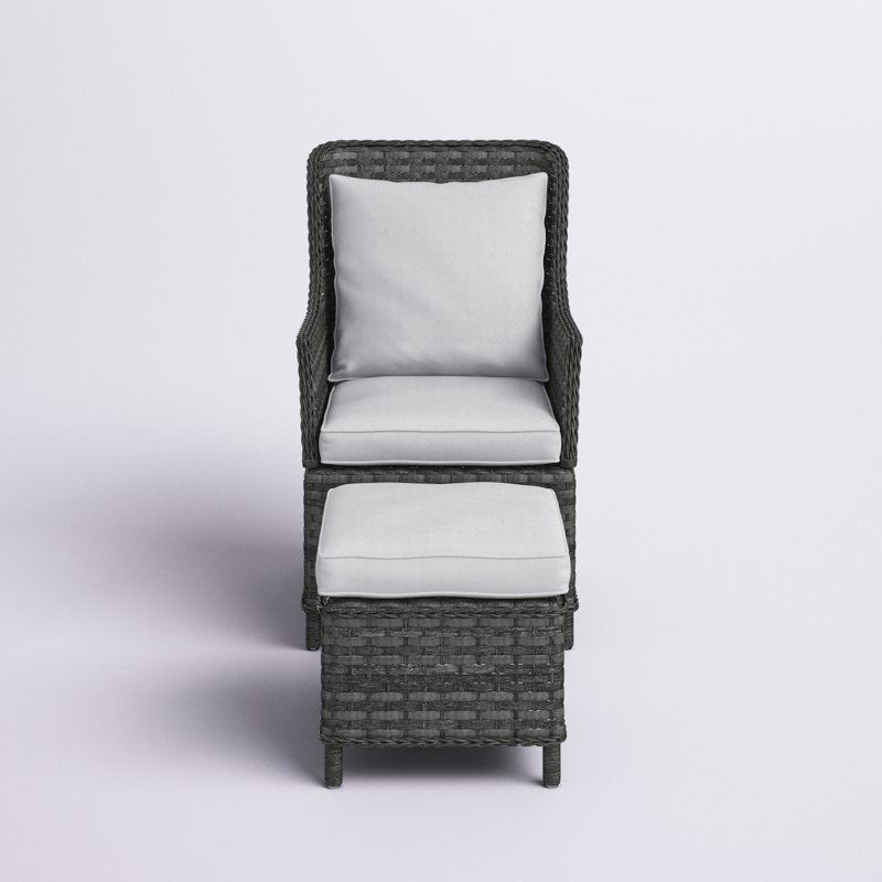Beachcrest Home™ Nikia Billie Patio Chair and Ottoman with Cushions ...