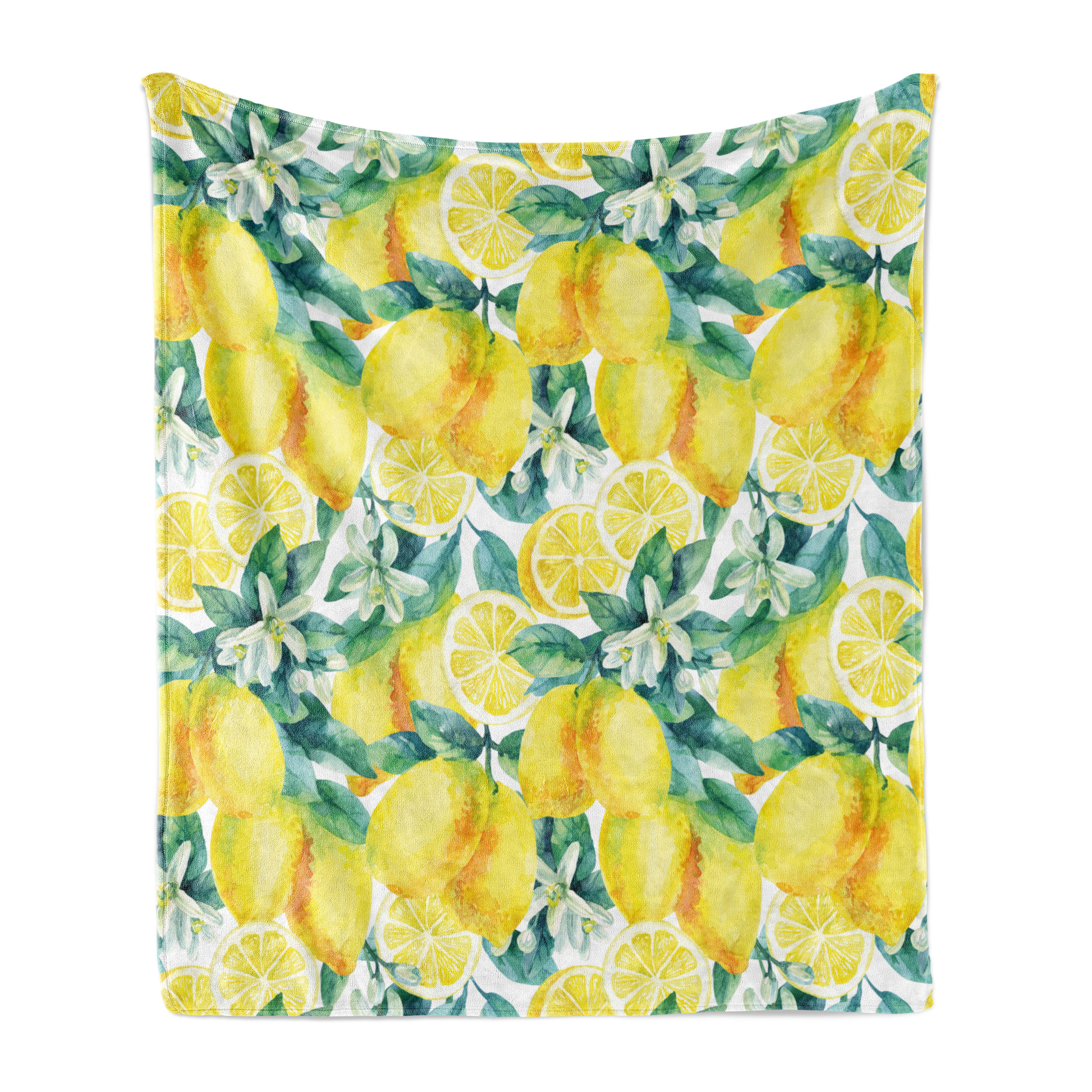 Ambesonne Garden Fleece Throw Blanket Lemon Citrus Branches Forest ...