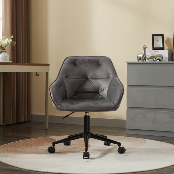 Mercer41 Luxurious Velvet Adjustable Office/Vanity Chair with Rolling ...