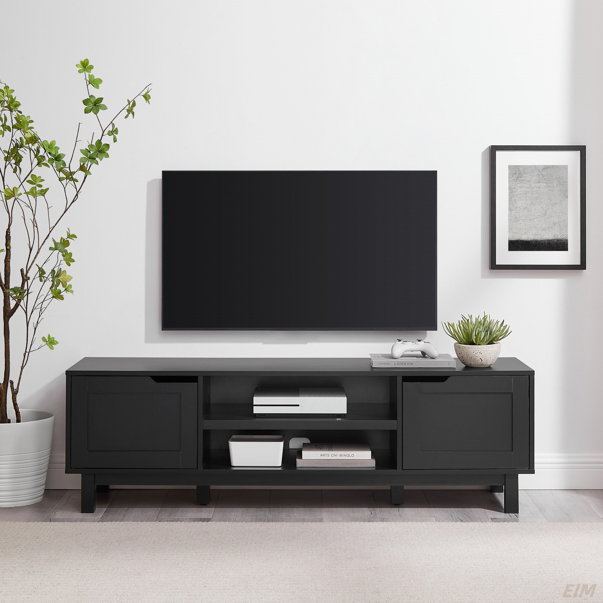 Ebern Designs Modern 2-Door Open Storage TV Stand For Tvs Up To 65 ...