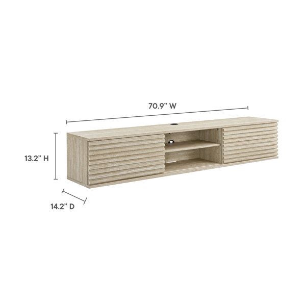 Modway Render 70" Faux Travertine Wall-Mount Media Console TV Stand In ...