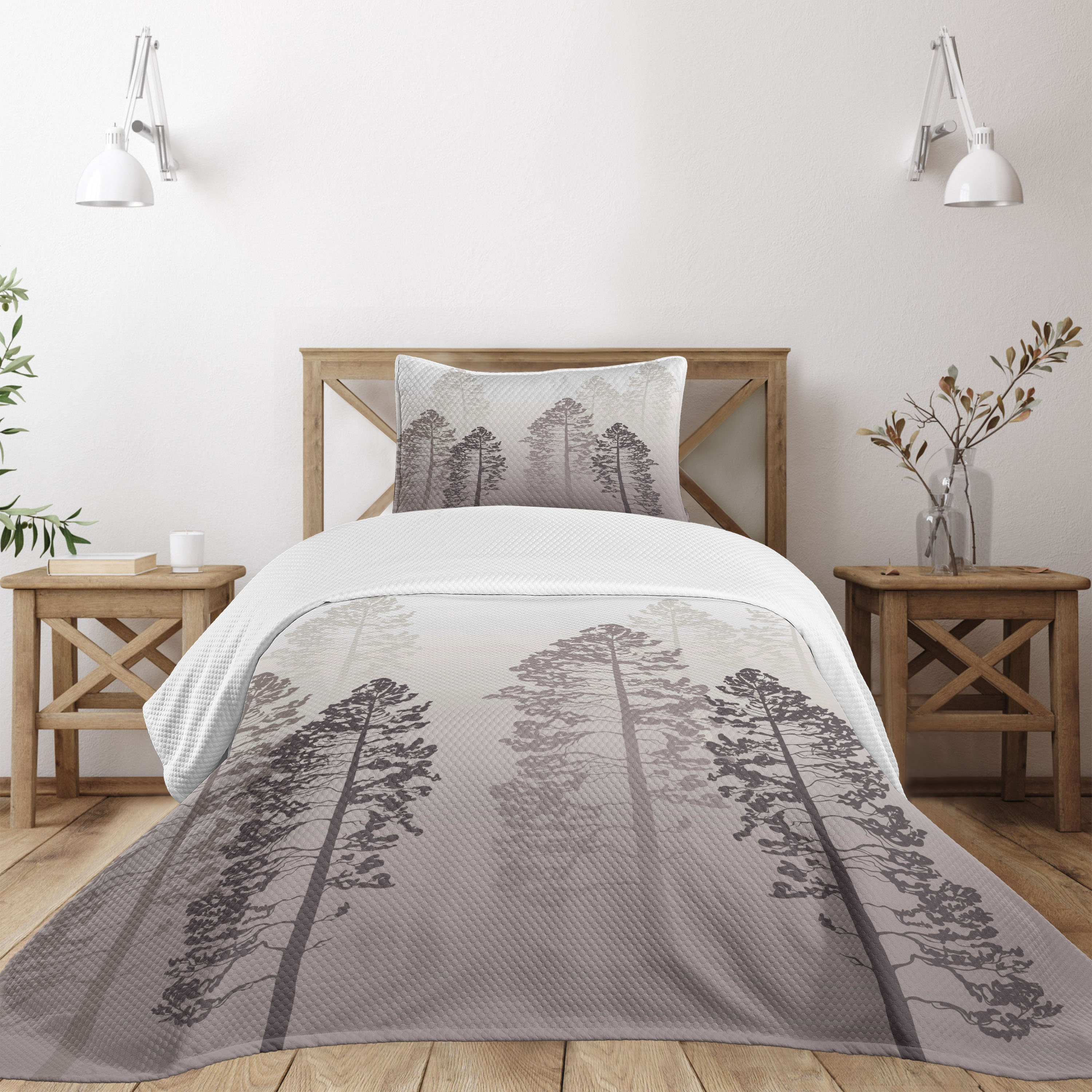 Ambesonne Country Bedspread Wild Pine Forest Themed | Wayfair