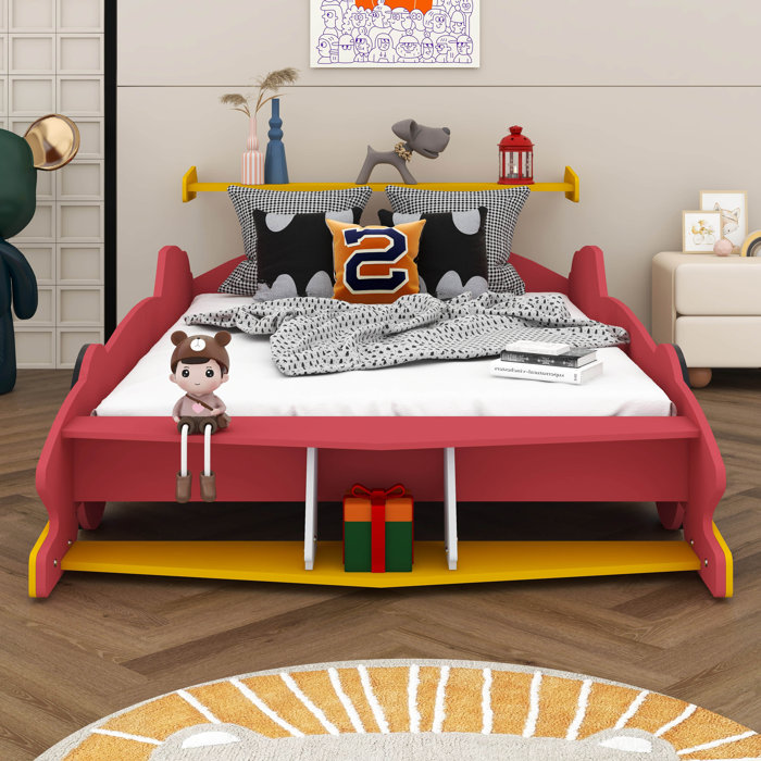 Youzi Unfinished Race Car-Shaped Platform Bed with Wheels | Wayfair