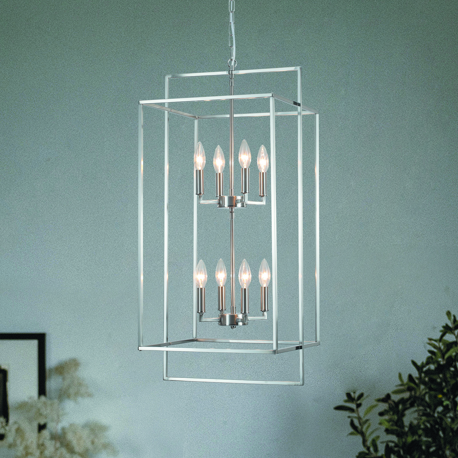 Mercer41 8 - Light Dimmable Lantern Rectangle Chandelier | Wayfair
