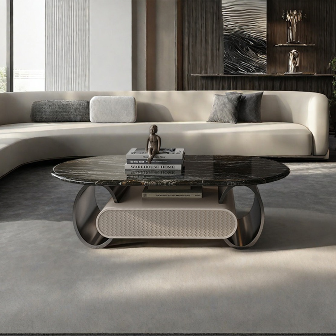 AWORET Elliptical supercrystalline stone coffee table | Wayfair