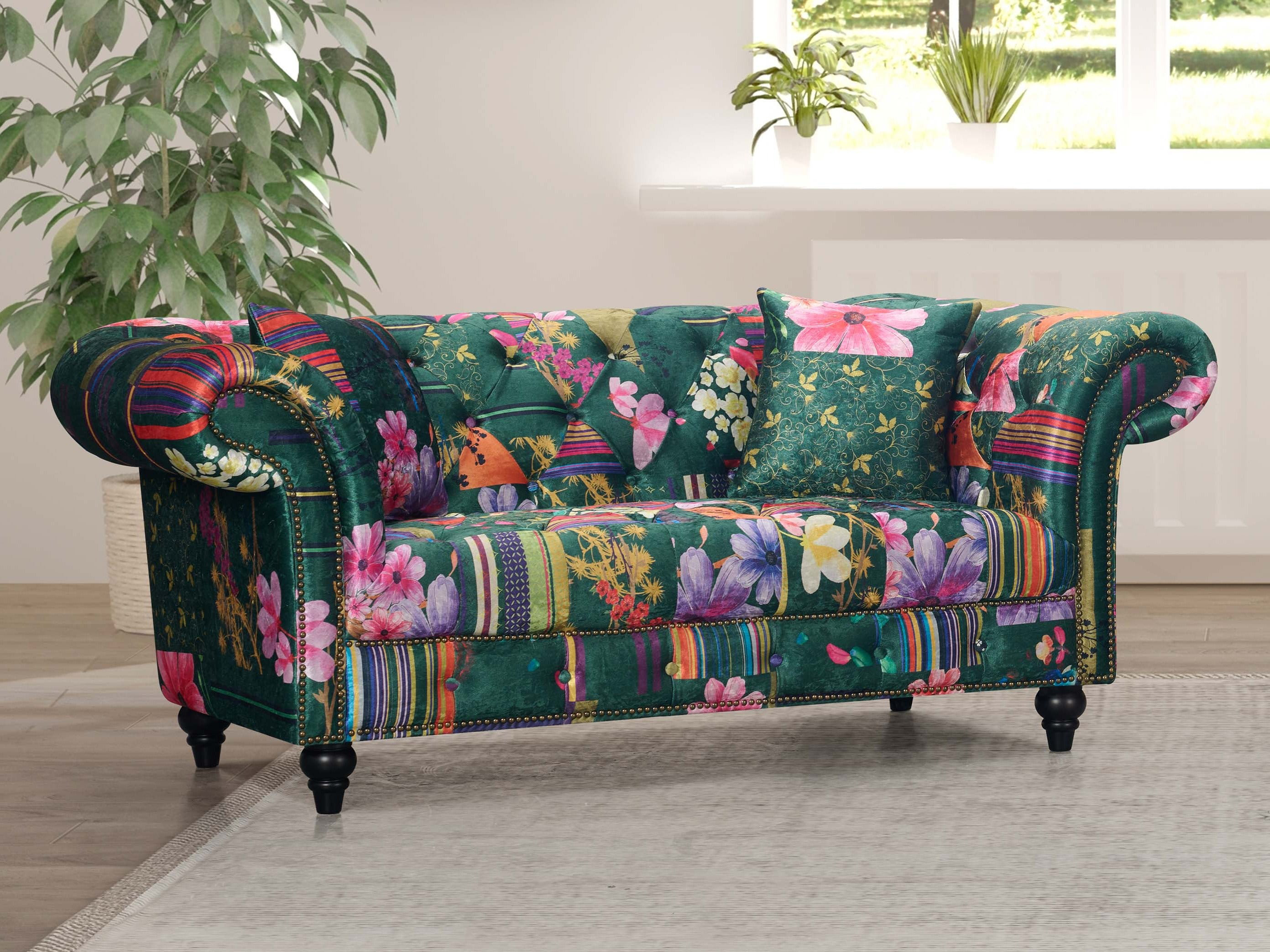 Latitude Vive Camaury Velvet Patchwork Sofa | Wayfair.co.uk
