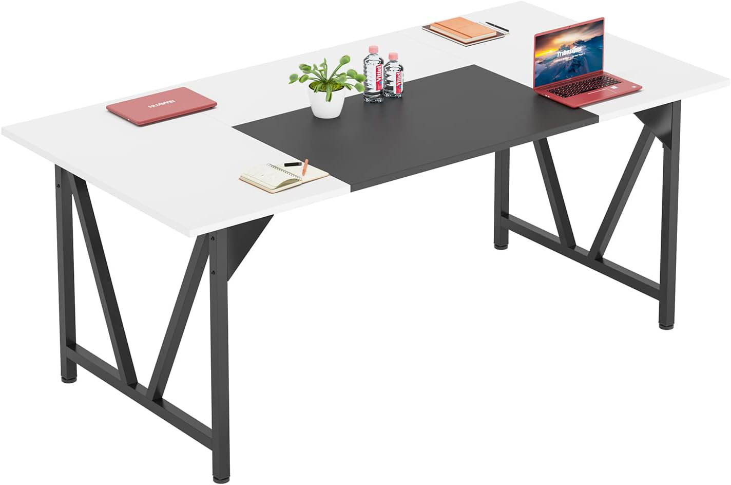 Ebern Designs Elisames Black/White Rectangular Conference Table | Wayfair