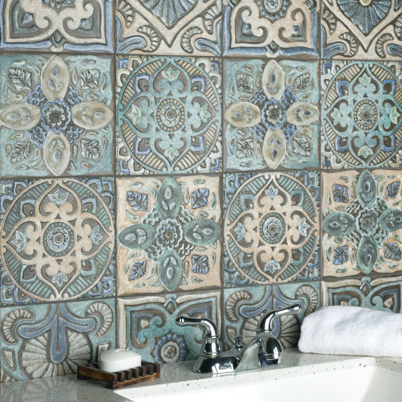 Merola Tile Mandala Decor 8" x 8" Ceramic Patterned Wall Tile & Reviews ...