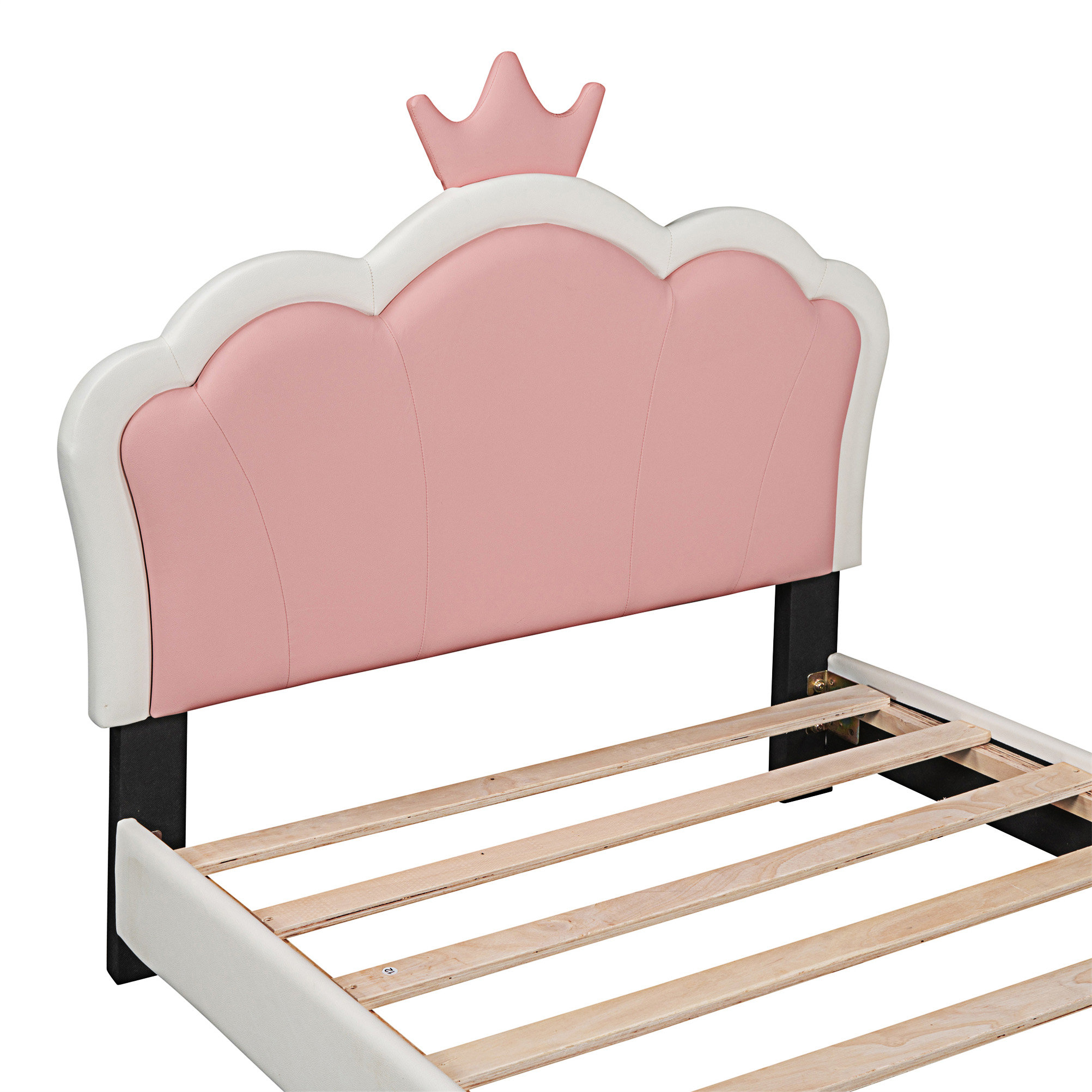 Zoomie Kids Full Size Upholstered Princess Bed With Crown Headboard ...