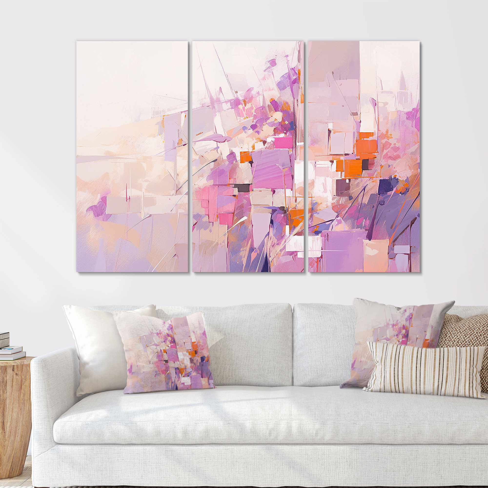 Ivy Bronx Pink And Pruple Abstract Shadows - Abstract Shapes Canvas ...