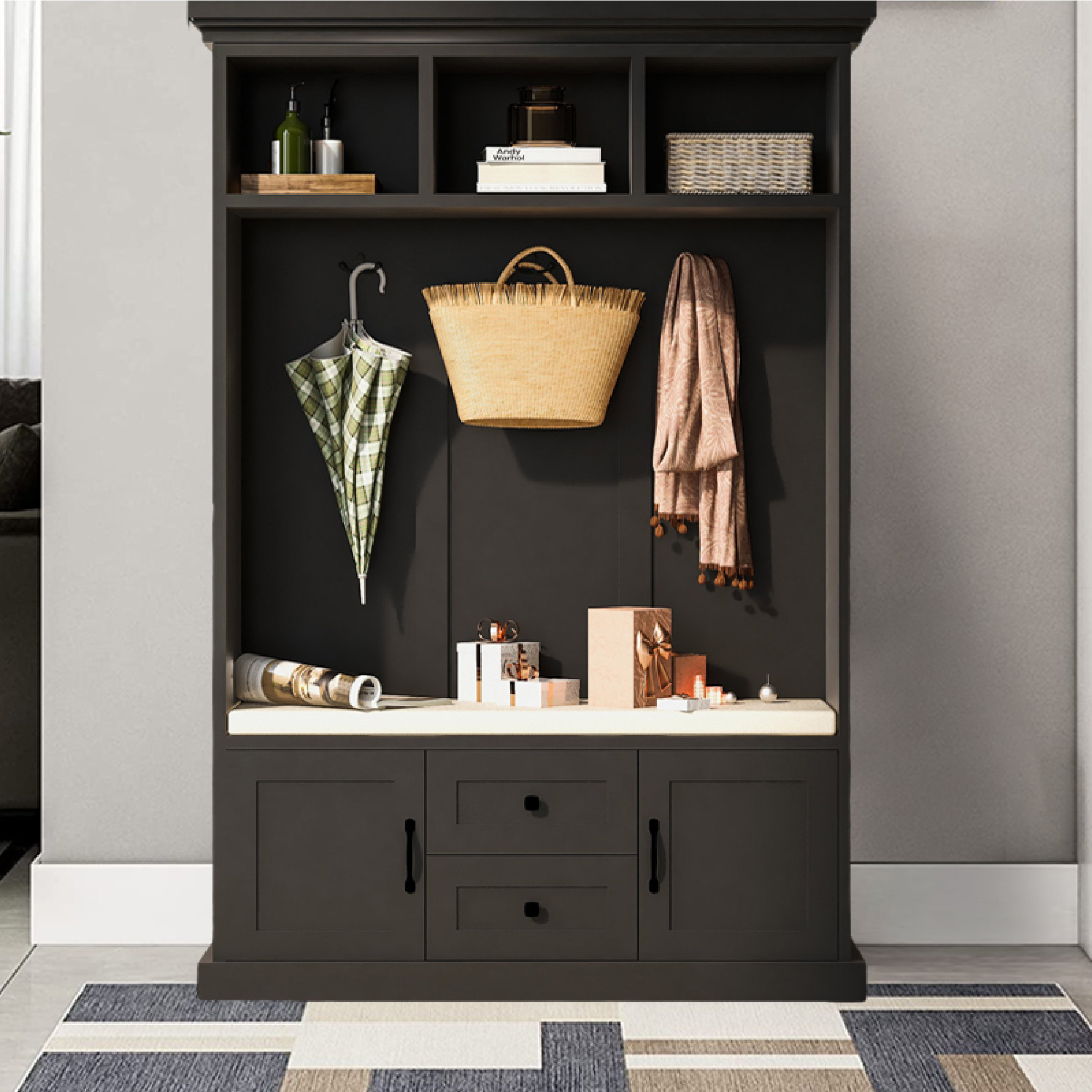 Loon Peak Hall Tree With Storage Shoe Bench For Hallway And Entryway, 3 ...