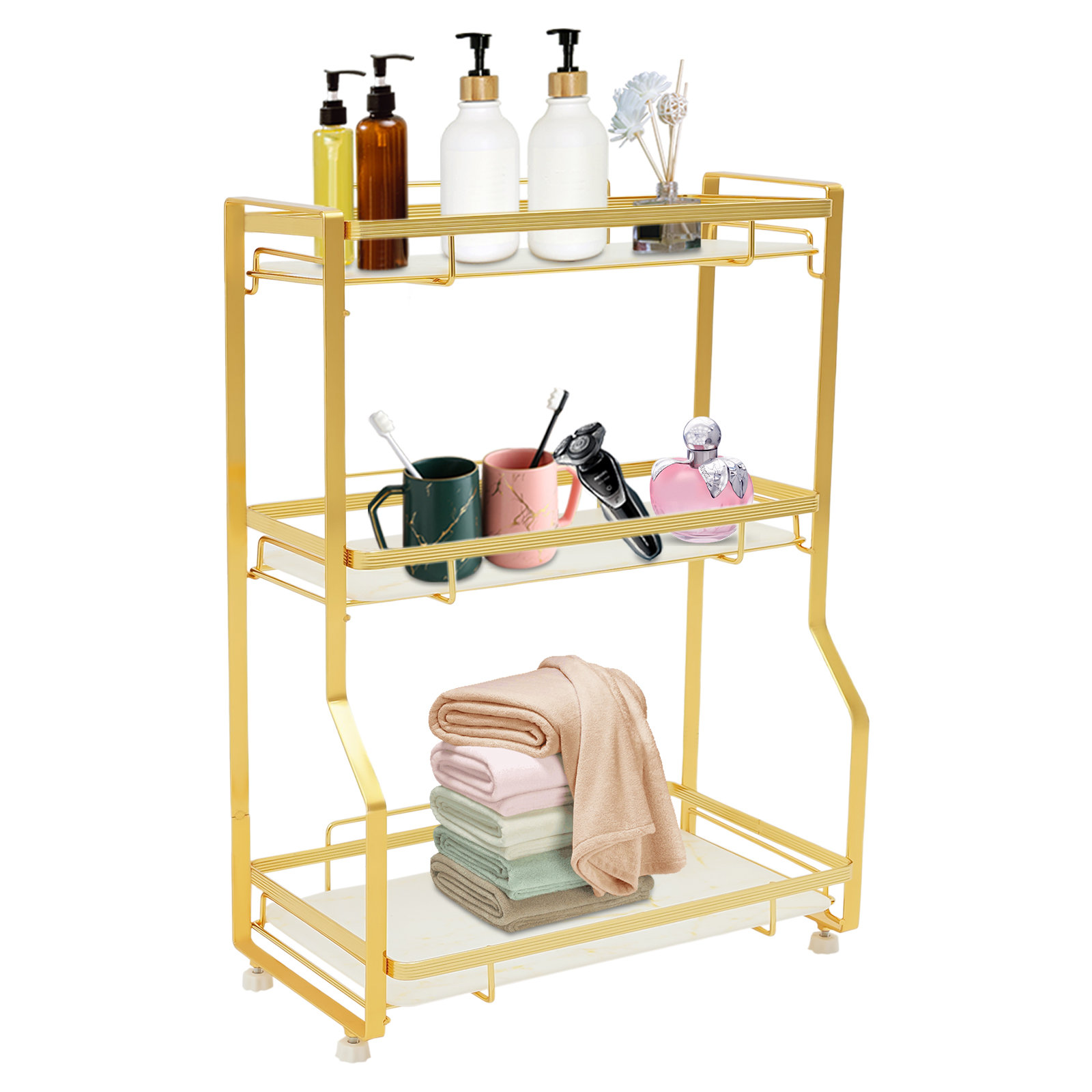 Everly Quinn Coweta 3-tier Metal Makeup Organizer Shelf & Reviews | Wayfair