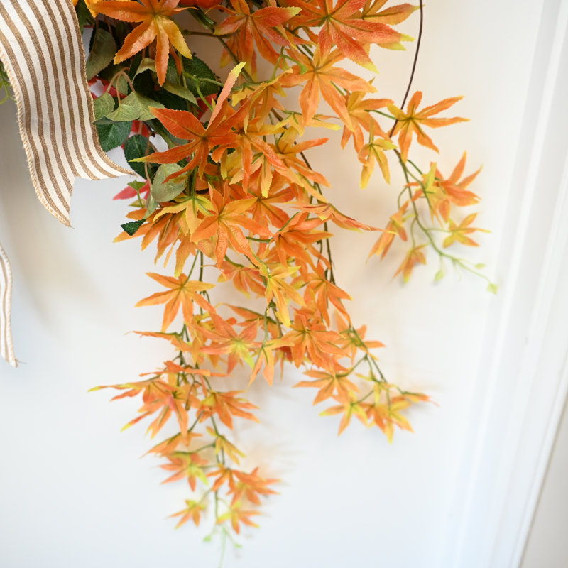 Primrue 26" Fall Pumpking Sunflower Thankgiving Day Flower Wreath ...