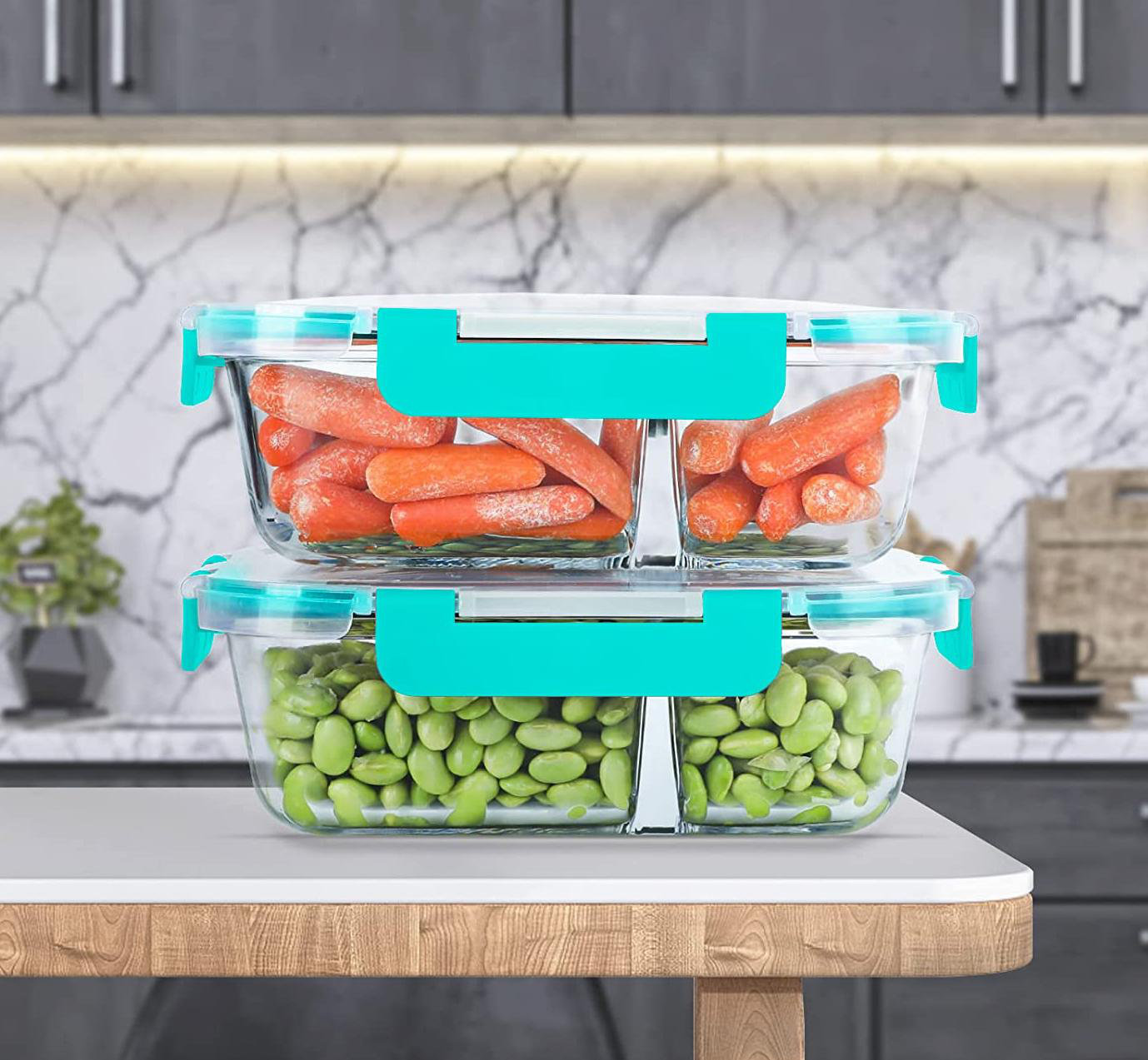 Prep & Savour 10 Packs 30Oz Glass Meal Prep Containers 2 Compartments ...