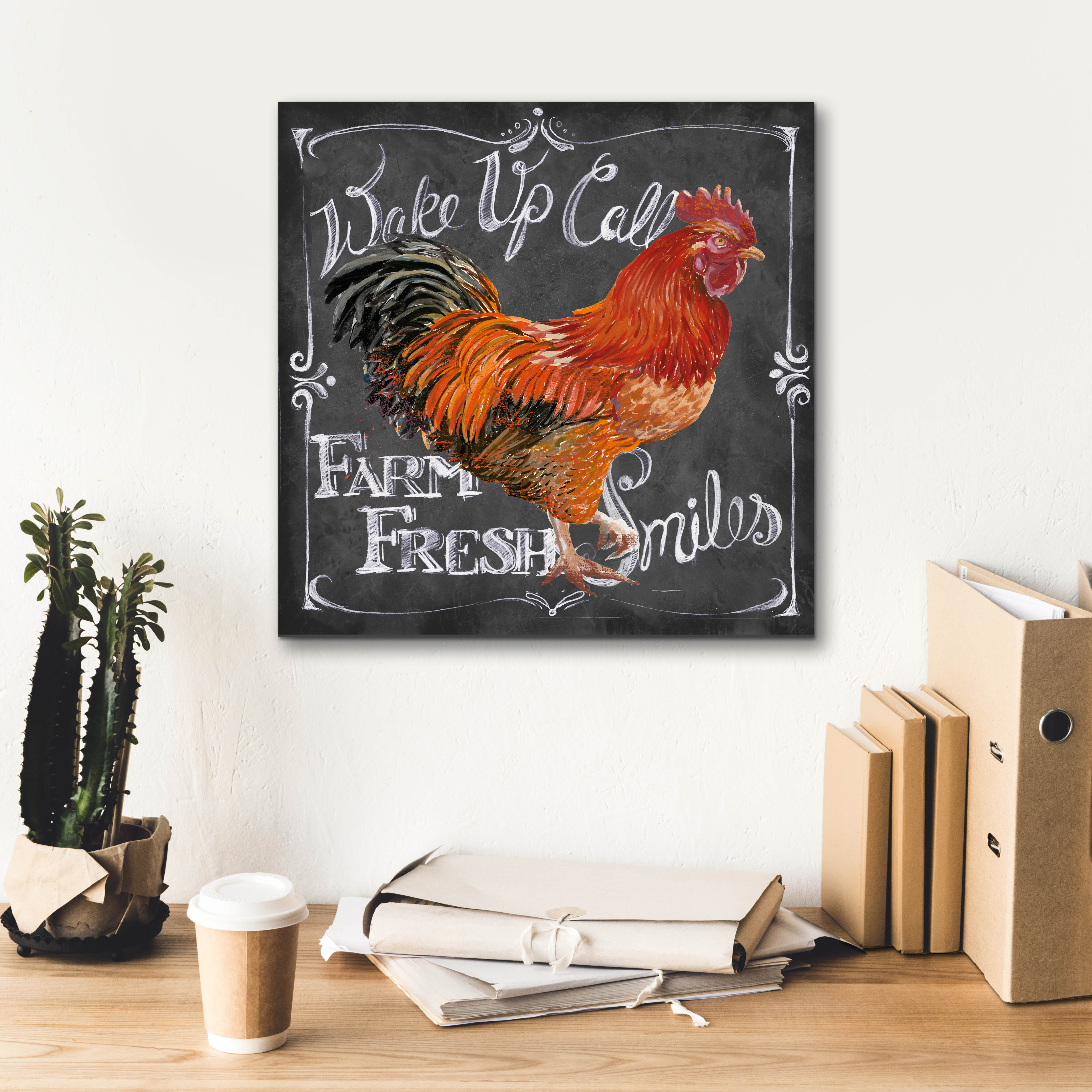 August Grove® 'Rooster On Chalkboard 2' by Art Licensing Studio Canvas Wall Art | Wayfair