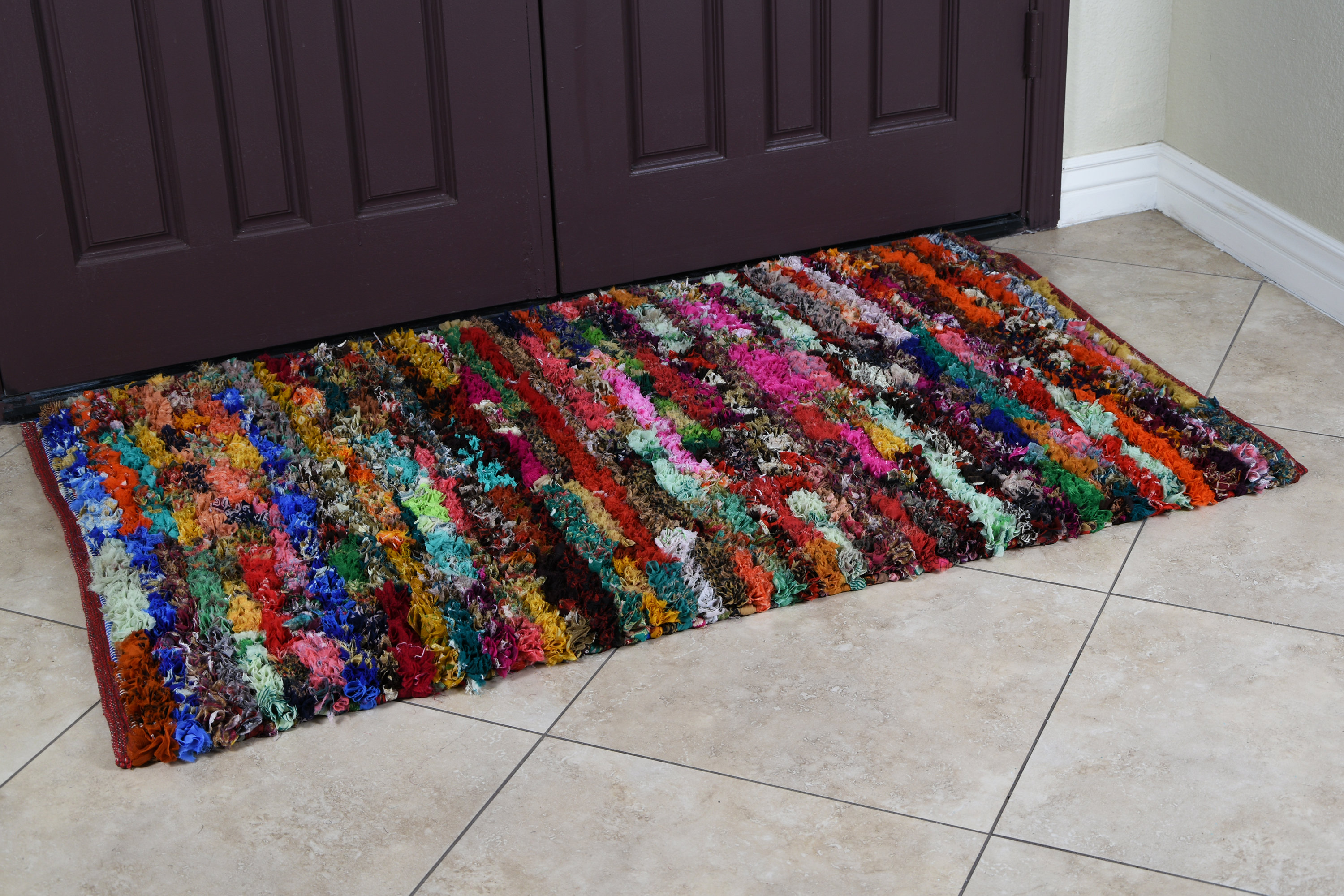 Ebern Designs Abstract Handmade Shag Multicolor Area Rug | Wayfair